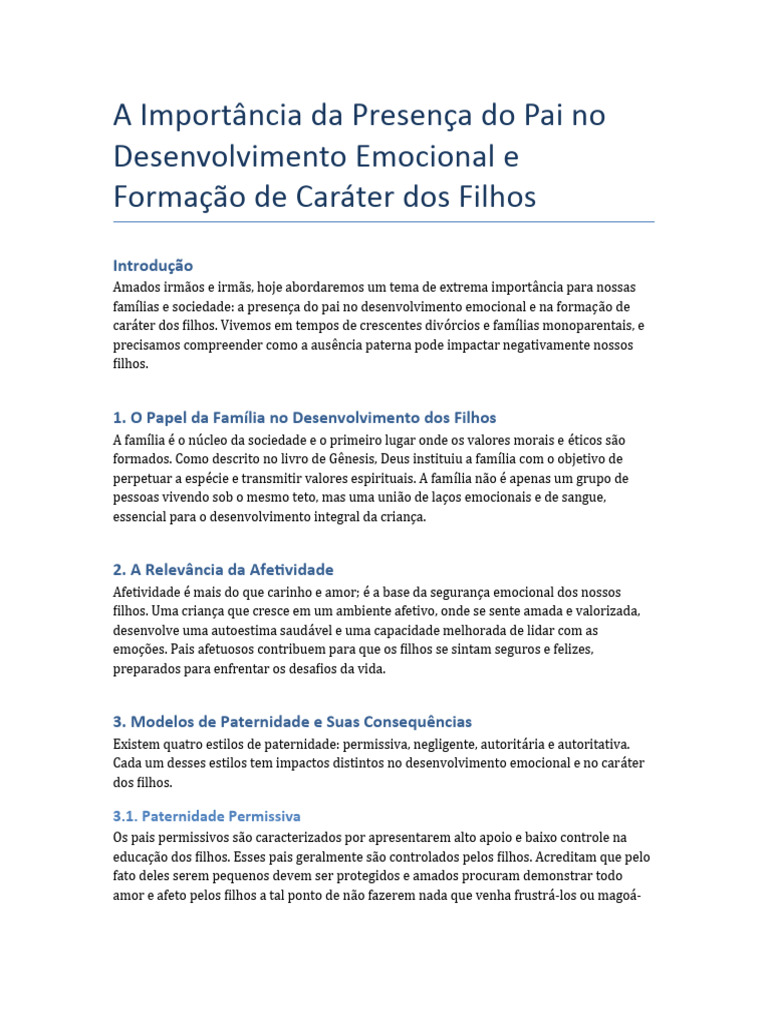 Sermão A Presença Do Pai | PDF | Família | Amor