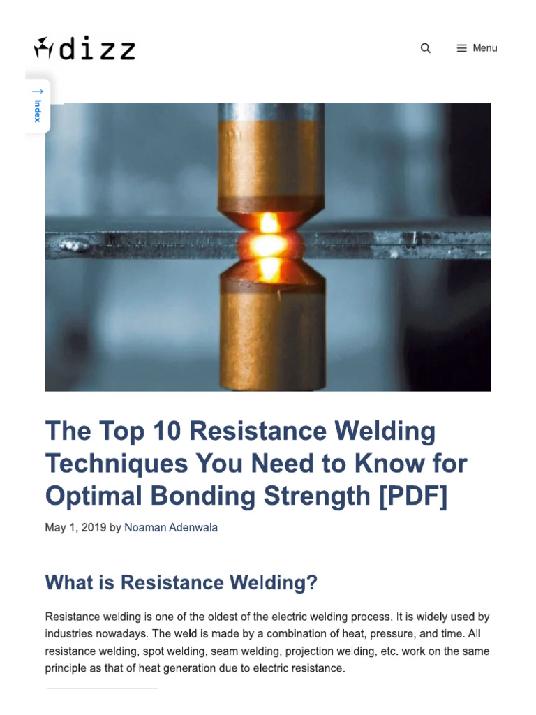Resistance Welding - Parts,And Types Notes | PDF