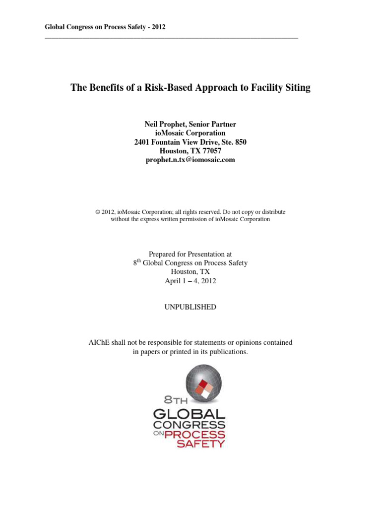 The Benefits of A Risk Based Approach To Facility Siting 2012 | PDF ...