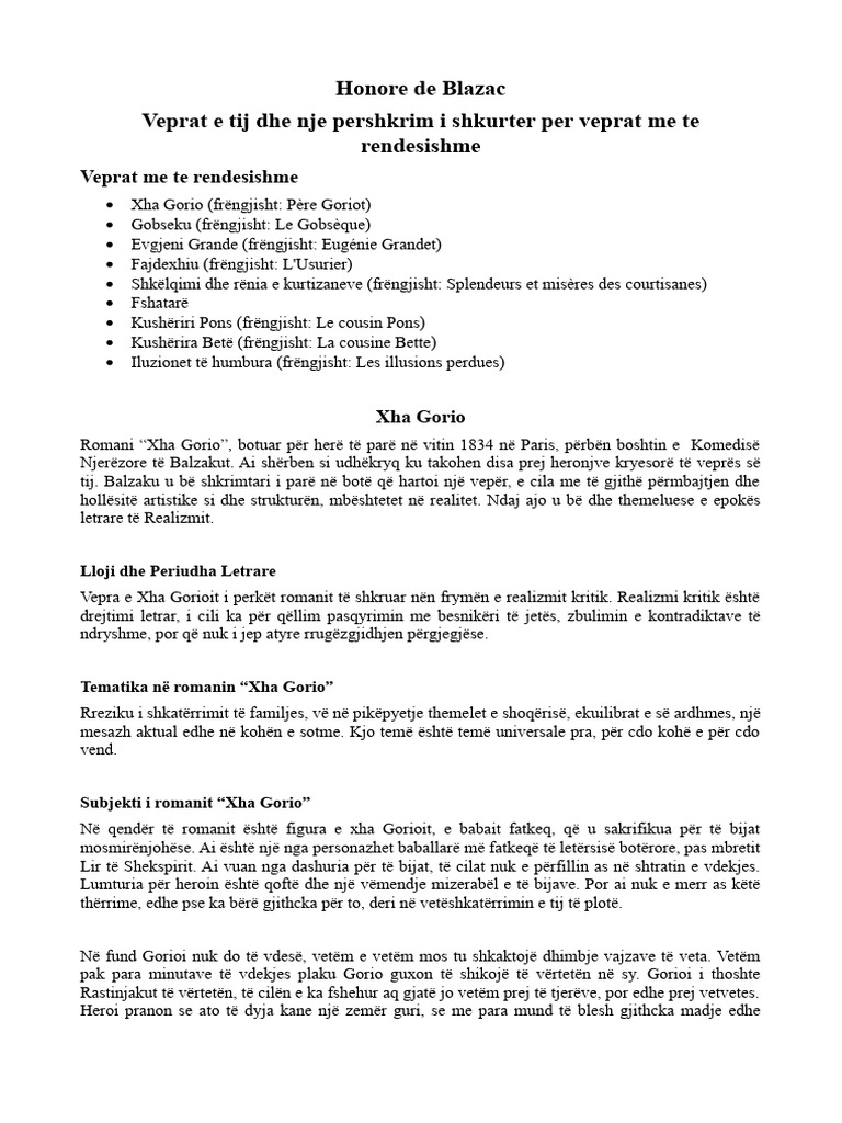 Honore de Blazac | PDF