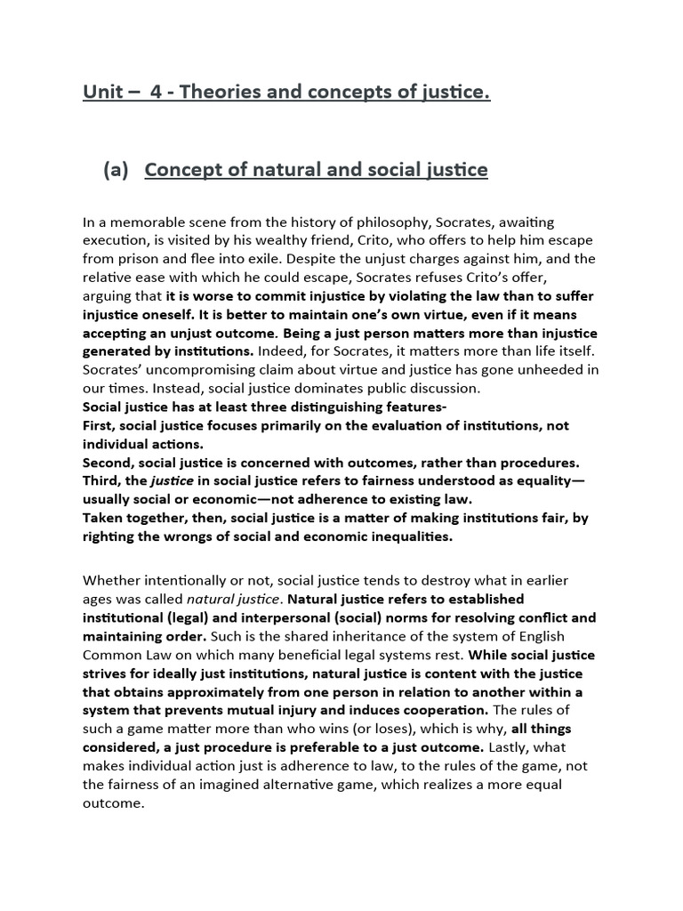 Unit 4 - Theory of justice | Download Free PDF | Justice | Crime & Violence