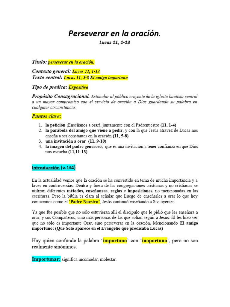 Perseverar en La Oración | PDF | orador del Señor | Oración