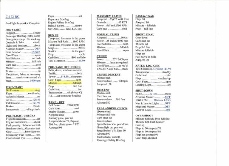 D. C172 RG Checklist | PDF