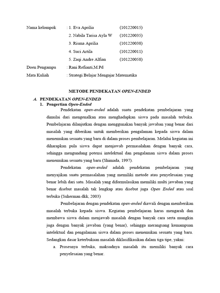 Makalah OPEN-ENDED | PDF