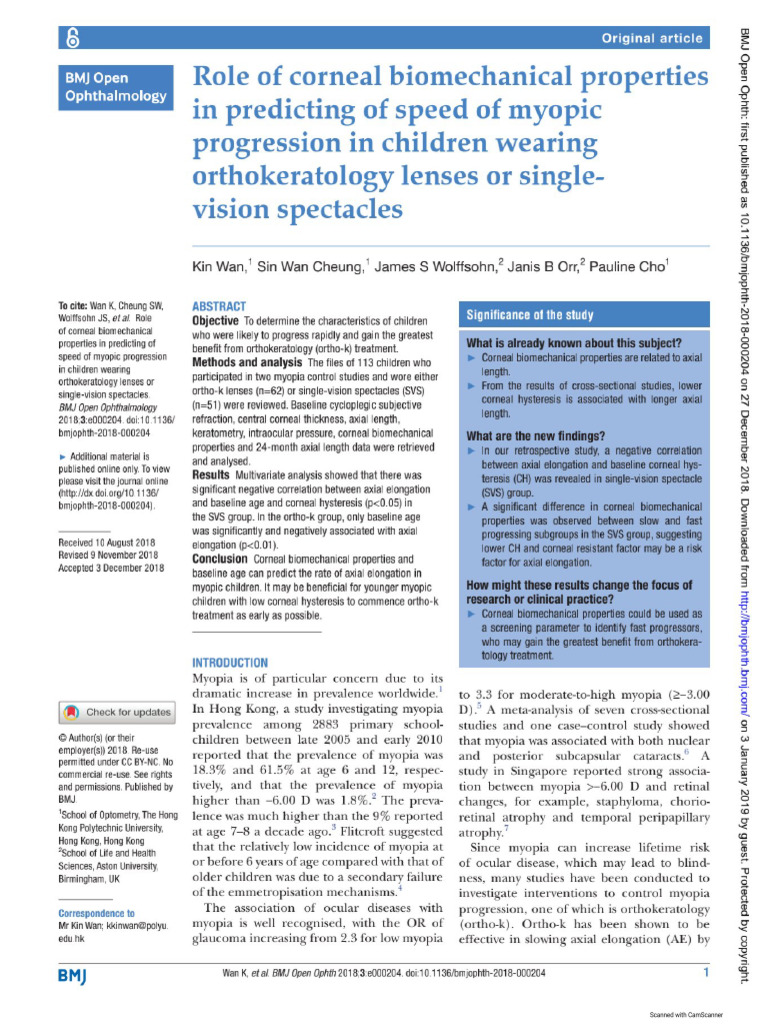 Role of Corneal Biomechanical Properties | PDF