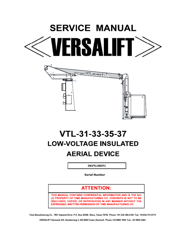 Versalift - Part 1 DKVTL190371-72-73-74 - VTL41FZ Service Manual | PDF ...