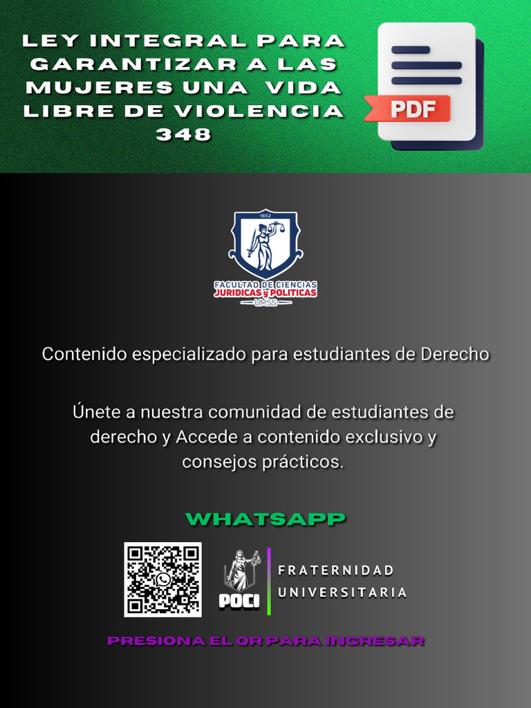 LEY INTEGRAL PARA GARANTIZAR ES UNA VIDA LIBRE DE VIOLENCIA 348 | PDF | La violencia contra las ...