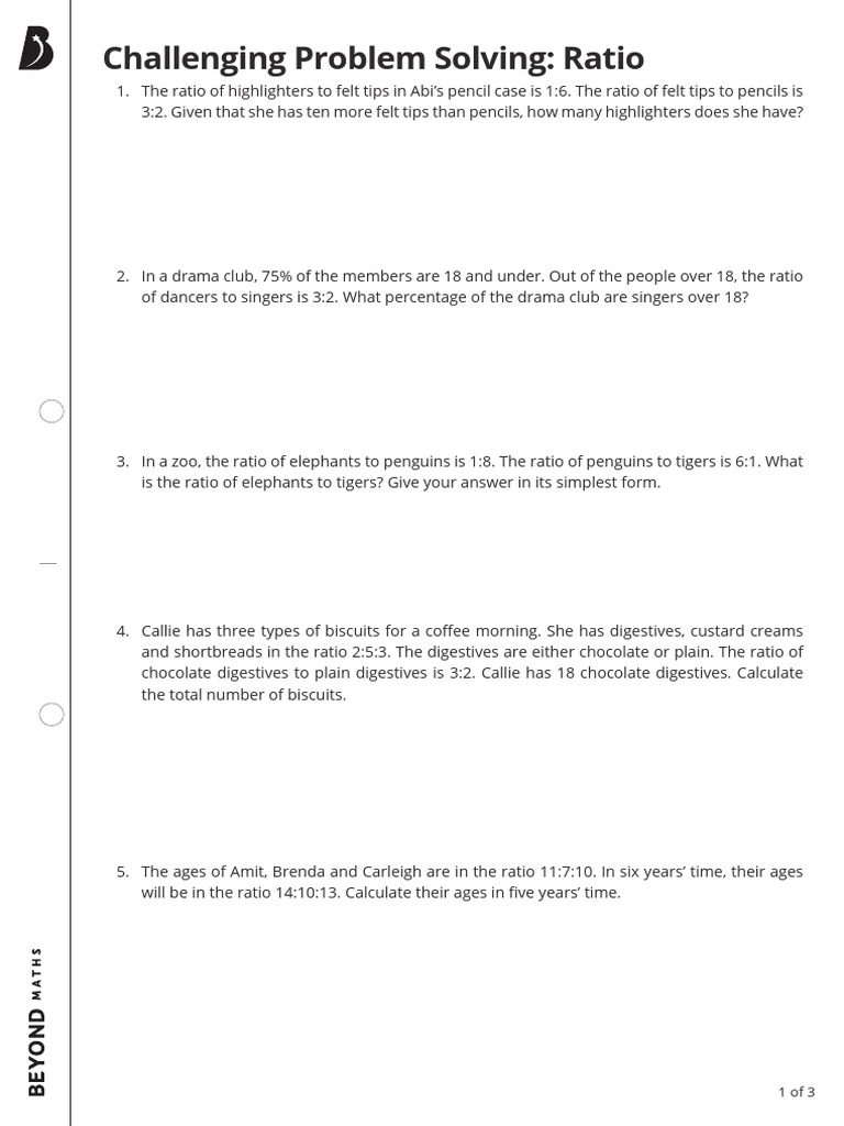 Challenging Problem Solving - Ratio | PDF | British Cuisine | Baked Goods