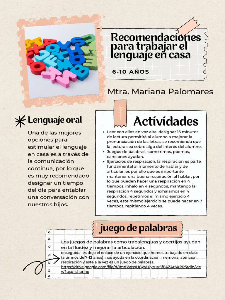 Recomendaciones para Trabajar El Lenguaje en Casa | PDF