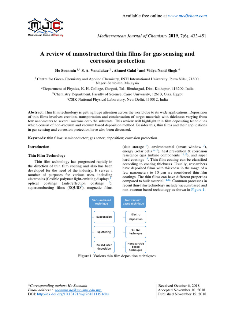 A Review of Nanostructured Thin Films For Gas Sensing and Corrosion ...