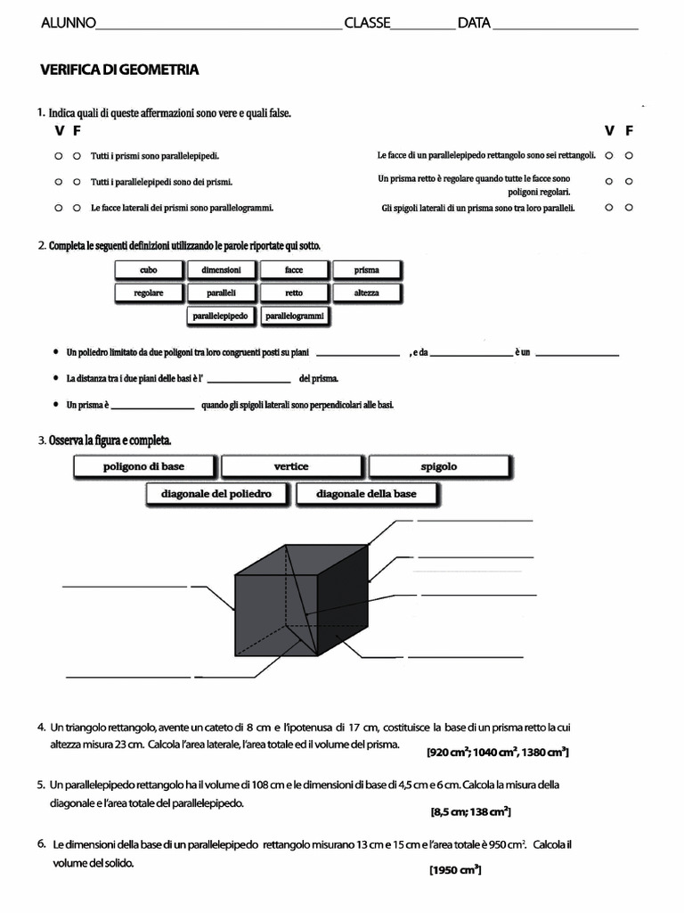 Verifica Di Geometria Di Aprile | PDF