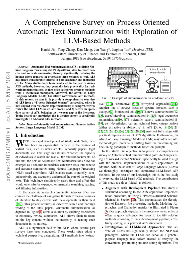 A Comprehensive Survey On Process-Oriented Automatic Text Summarization With Exploration of LLM ...