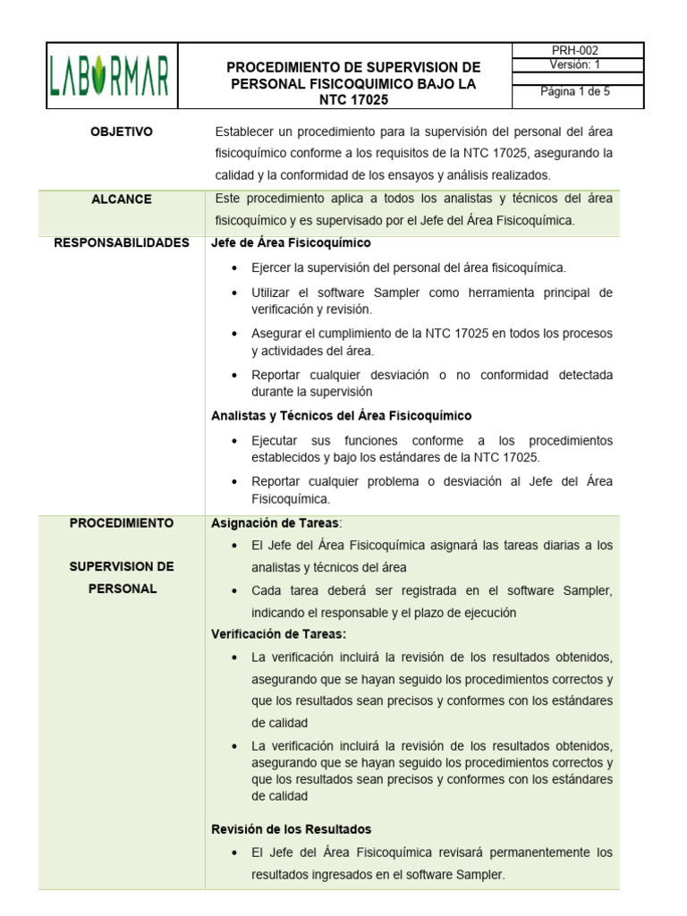 Prh- Procedimiento de Supervision de Personal | PDF | Software