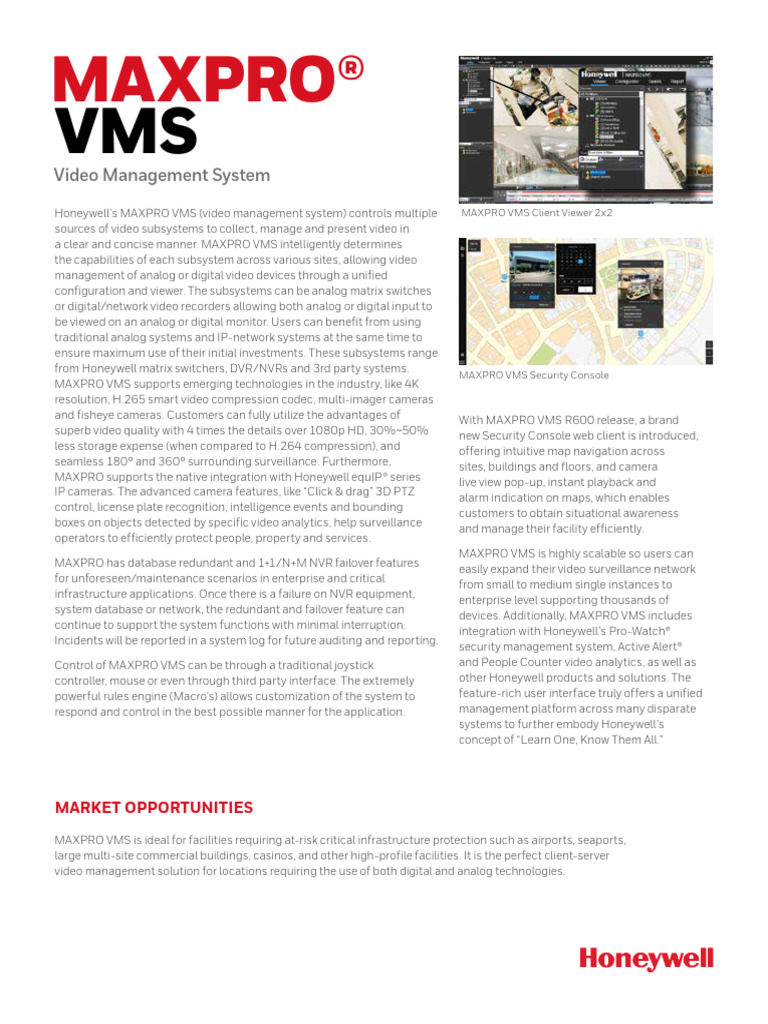 MAXPRO VMS Data Sheet (2) | Download Free PDF | Digital Technology | Computer Architecture