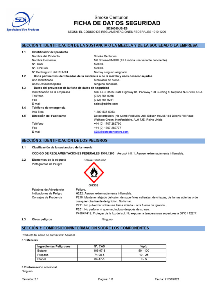 M8_Ficha_De_Seguridad | PDF | Administración de Seguridad y Salud Ocupacional | Agua