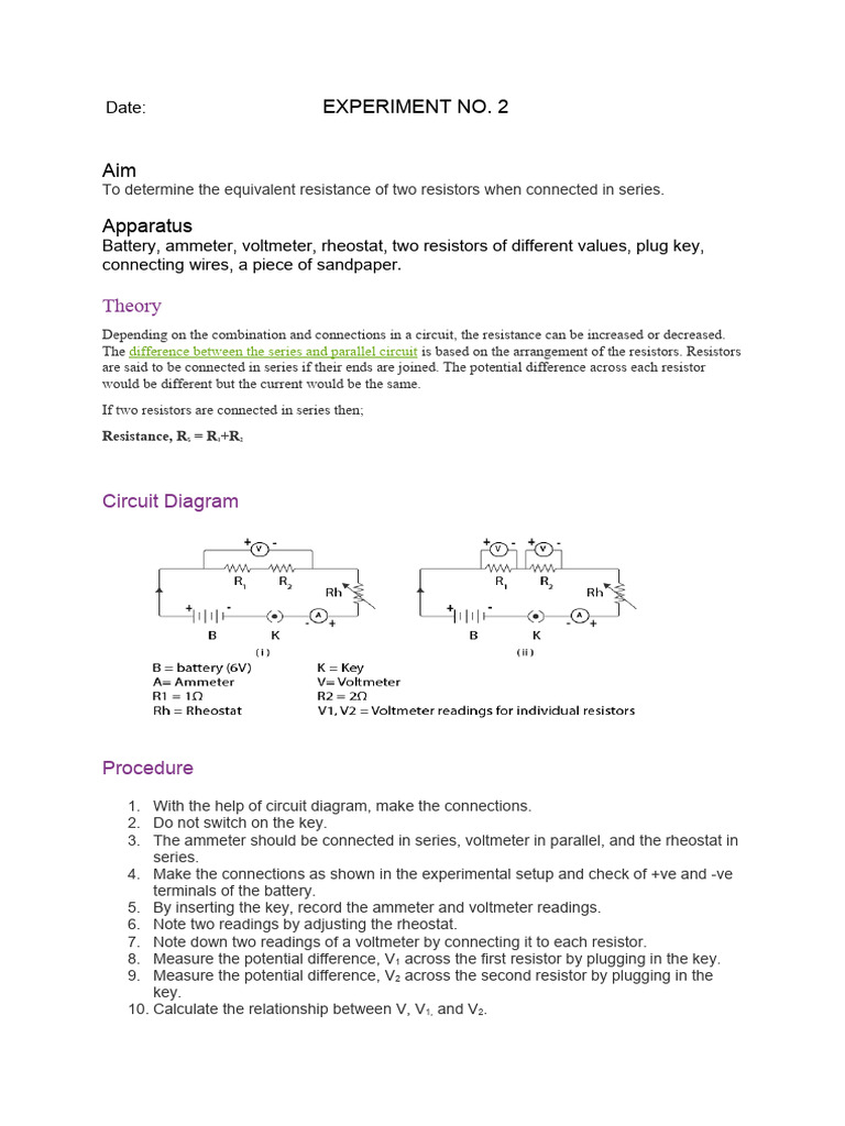 Exp-2-Resistors in series combination | PDF | Resistor | Series And ...