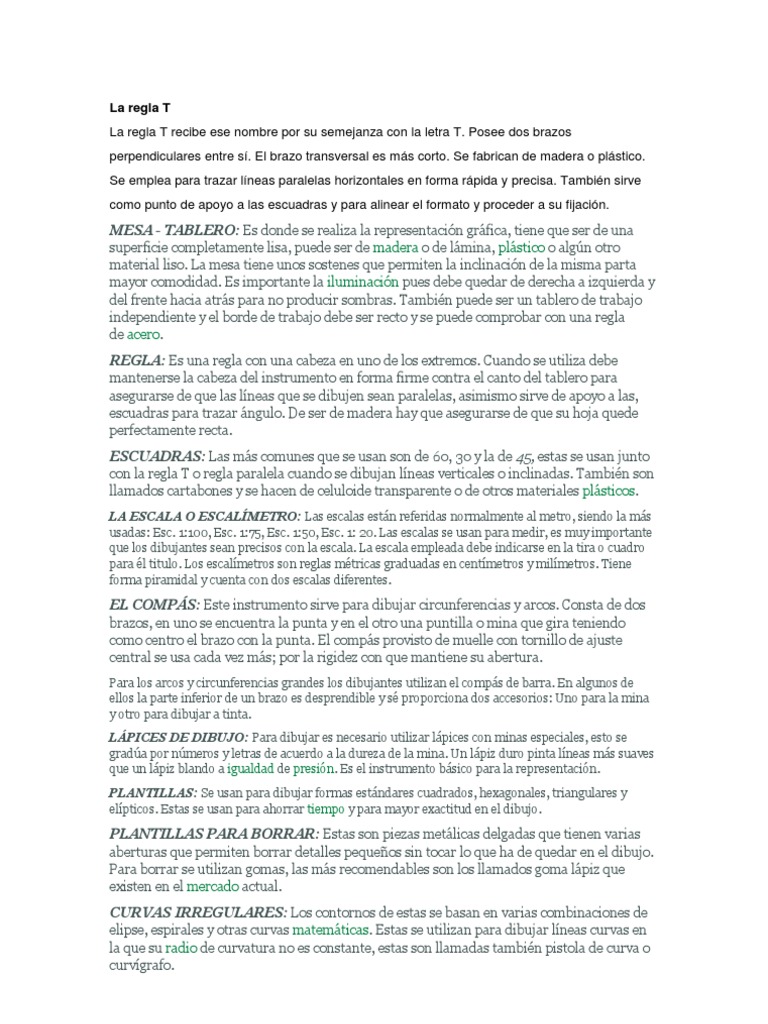 Uso y características de la regla T | PDF | Lápiz | Dibujo