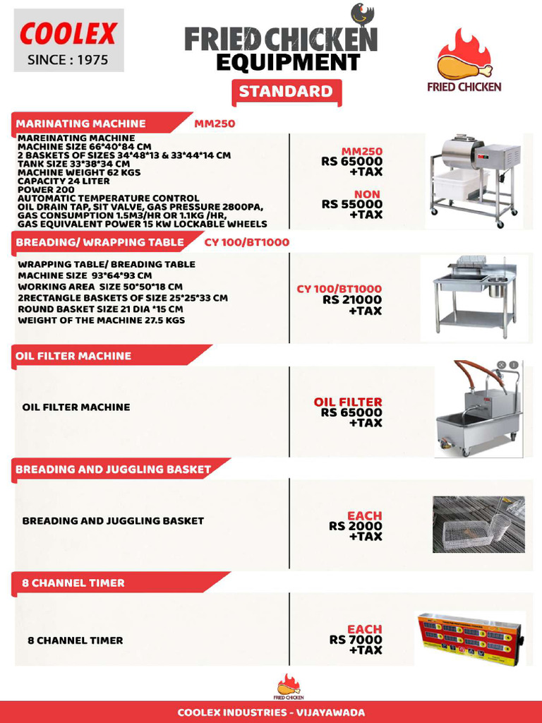 Fried Chicken Equipment Fryers & Warmers Catalogue 122022 | PDF