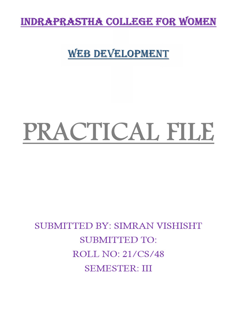 Sec Practical File by Simran Vishisht | PDF