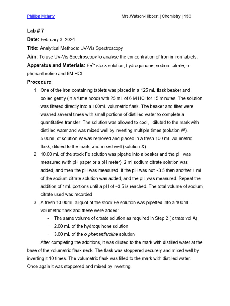 UV-VIS Spectroscopy Lab | Download Free PDF | Ultraviolet–Visible ...