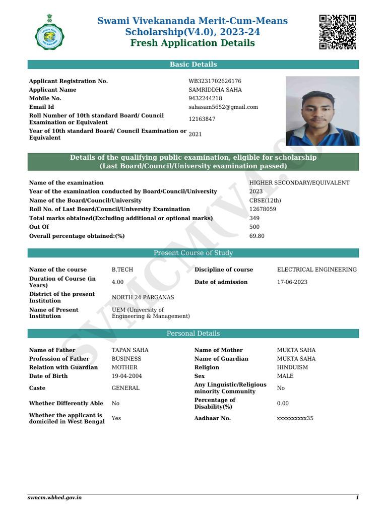 Application Details SVMCM | PDF