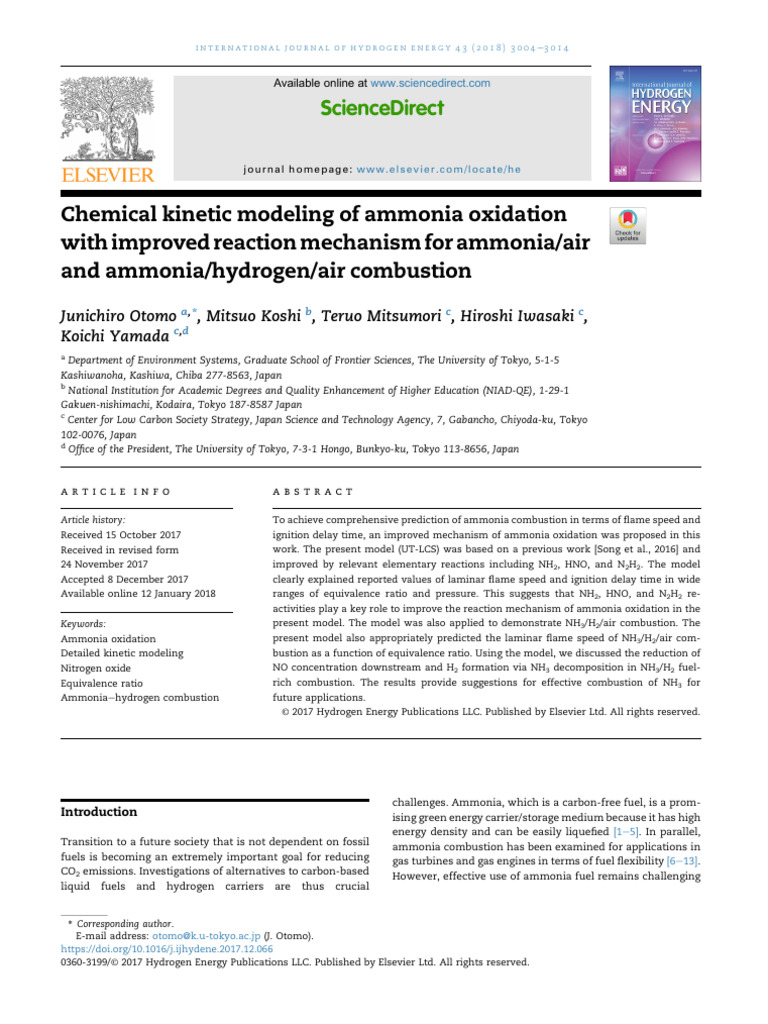 Ammonia Oxidation Kinetic Modeling | PDF | Combustion | Ammonia