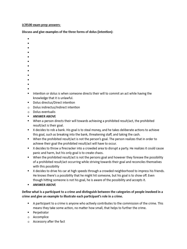 LCR500 Exam Prep Answers | PDF | Self Defense | Aiding And Abetting