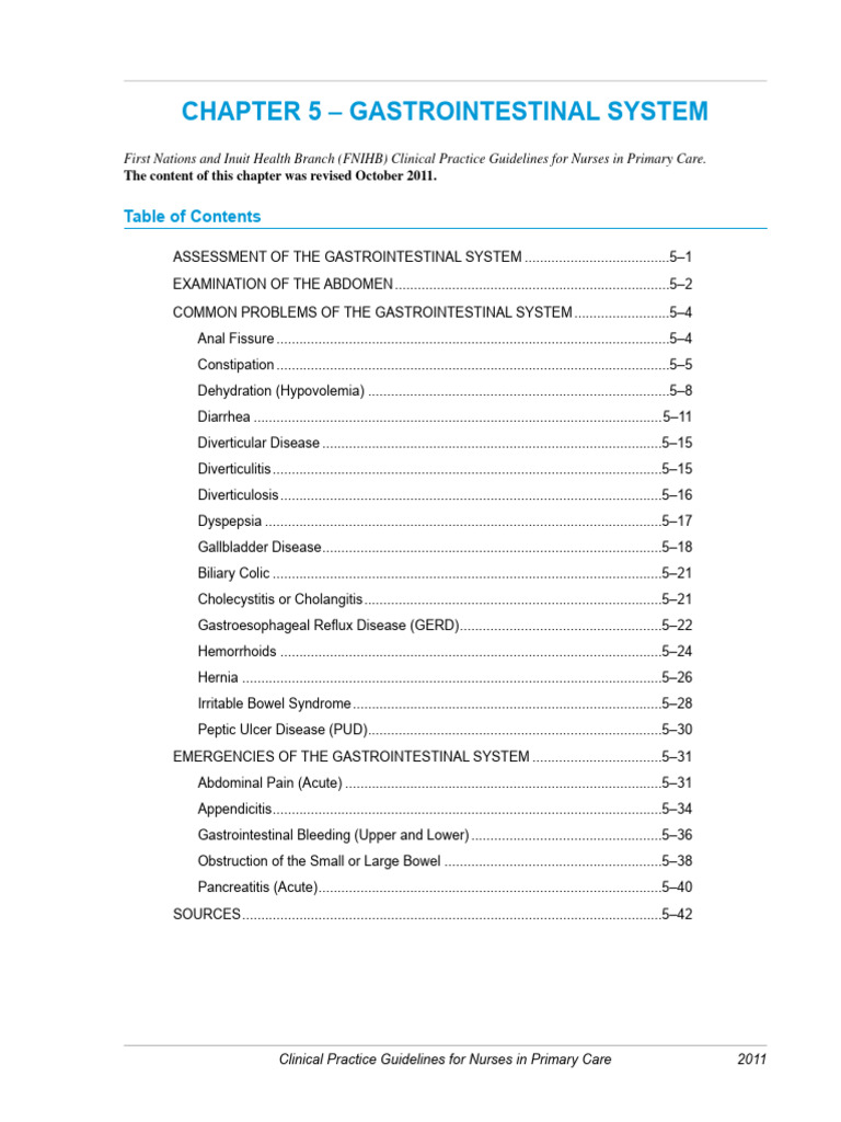 Gastrointestinal Nursing Guidelines 2011 | PDF | Constipation | Dehydration