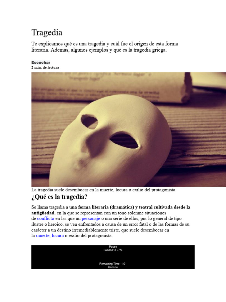 Definición y origen de la tragedia | PDF | Tragedia