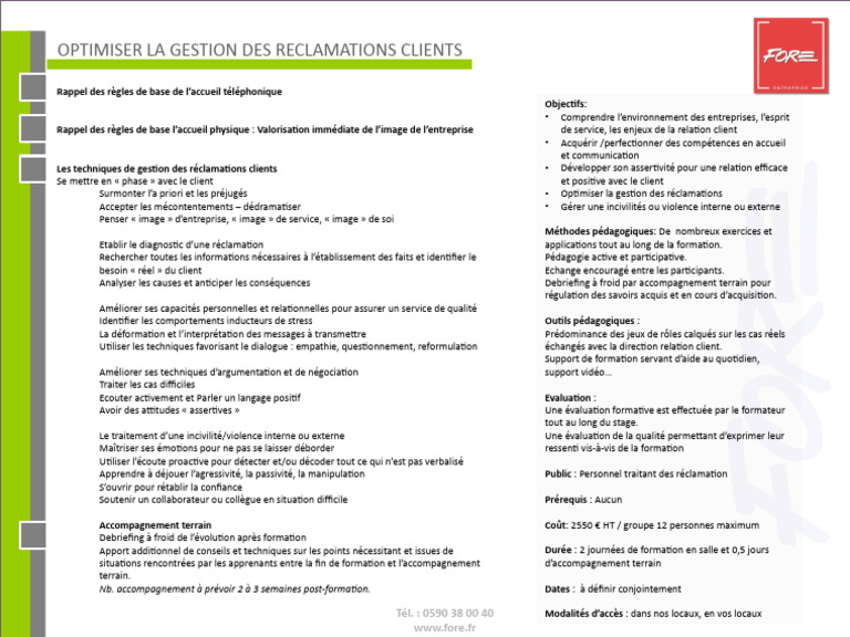 Optimiser La Gestion Des Reclamations Clients | PDF | Pédagogie