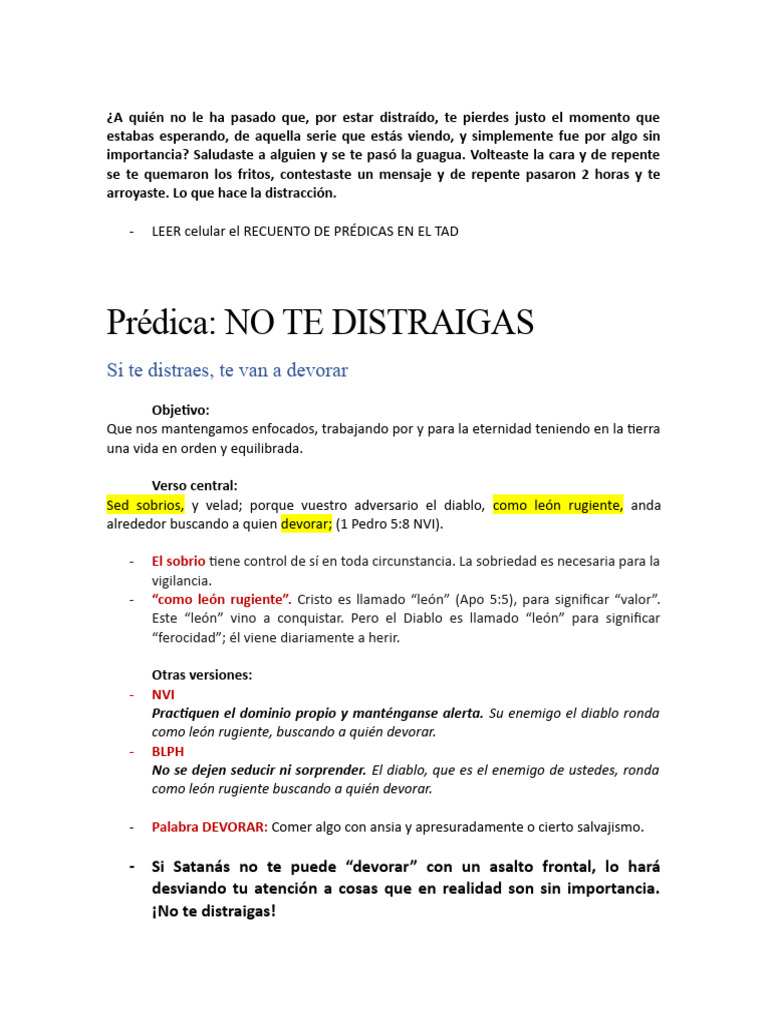 NO TE DISTRAIGAS. Prédica | PDF | Elijah | Jesús