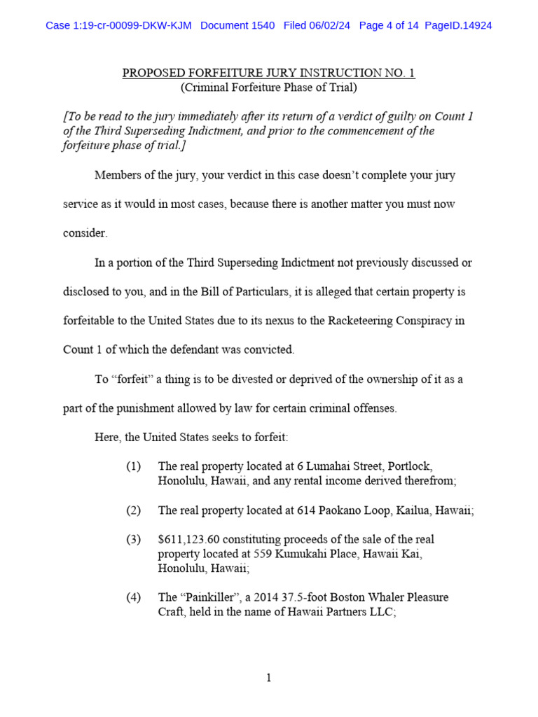List of Property The Government Will Seek To Forfeit If Michael J ...