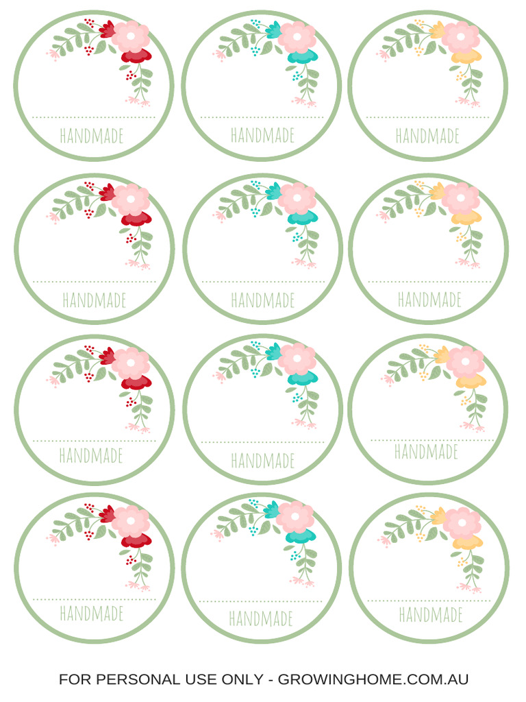 Pretty Floral Handmade Round Labels Growing Home | PDF