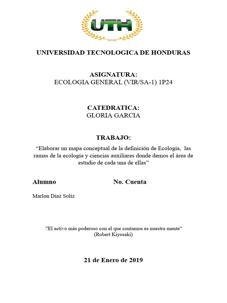 Elaborar Un Mapa Conceptual de La Definición de Ecología | PDF ...