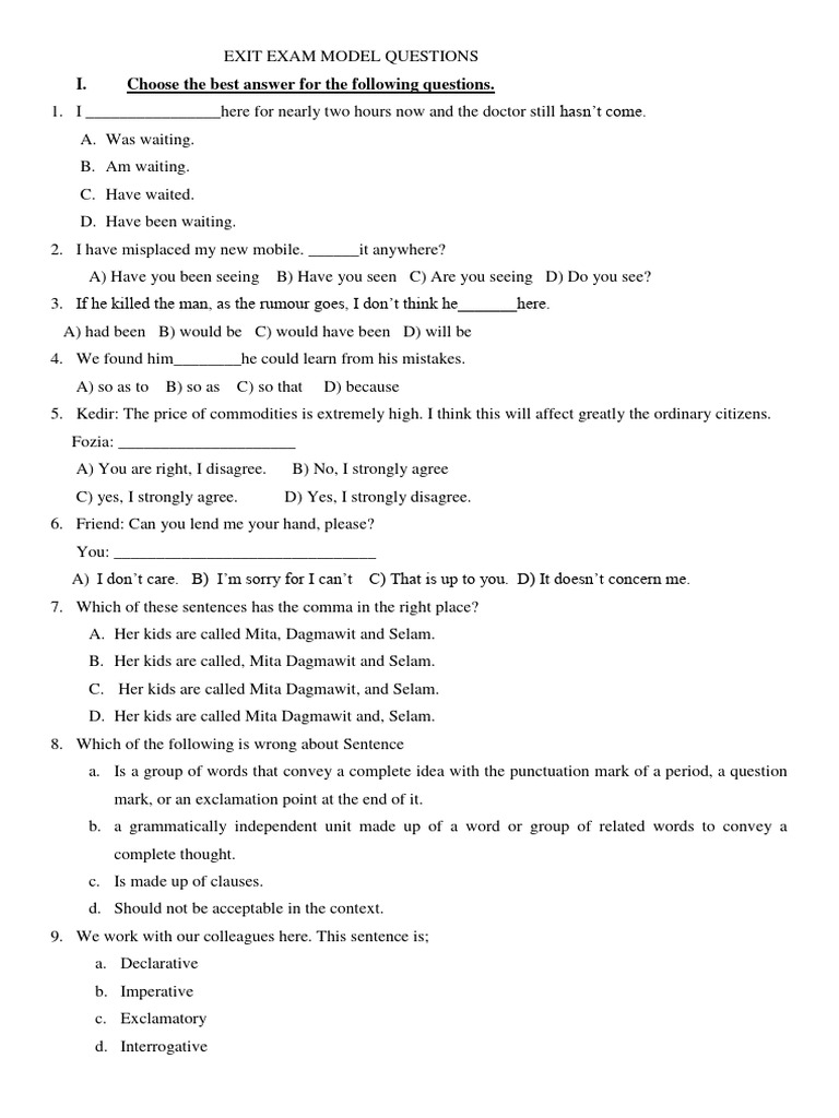 EXIT EXAM QUESTIONS | Download Free PDF | Chimpanzee | Intelligence