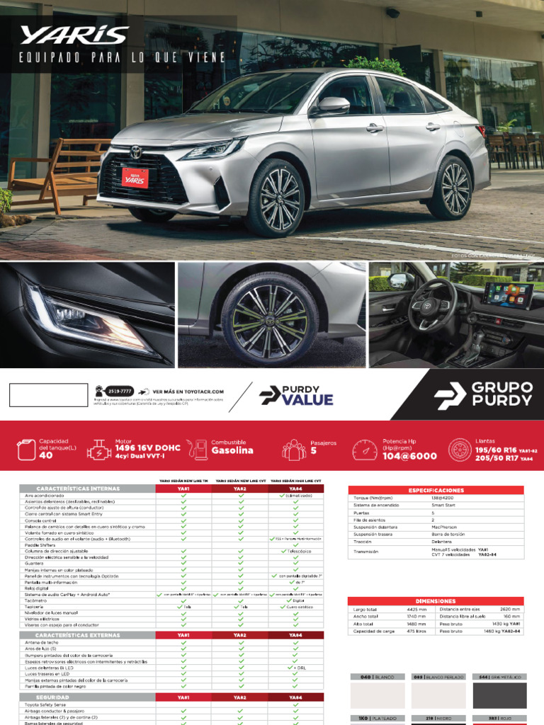 Ficha TÃ©cnica - Ficha TÃ©cnica Yaris SedÃ¡n 2023 | PDF