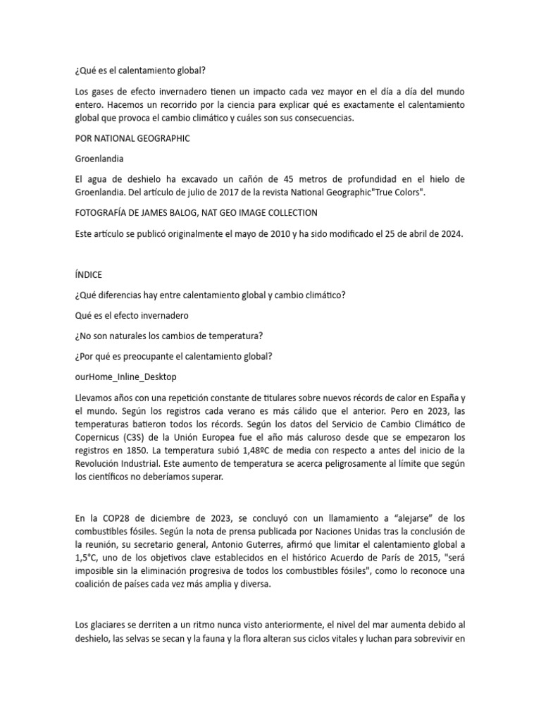 Qué Es El Calentamiento Global | PDF | Gases de efecto invernadero ...
