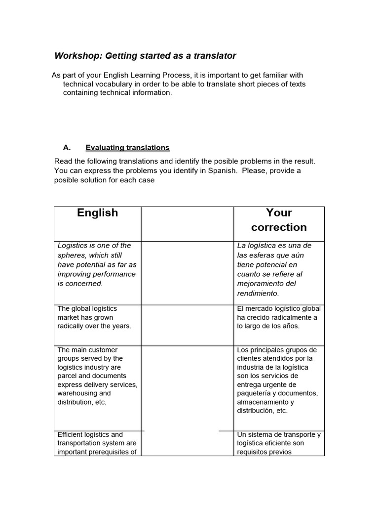 Workshop Getting Started As A Translator | PDF | Translations | Vocabulary
