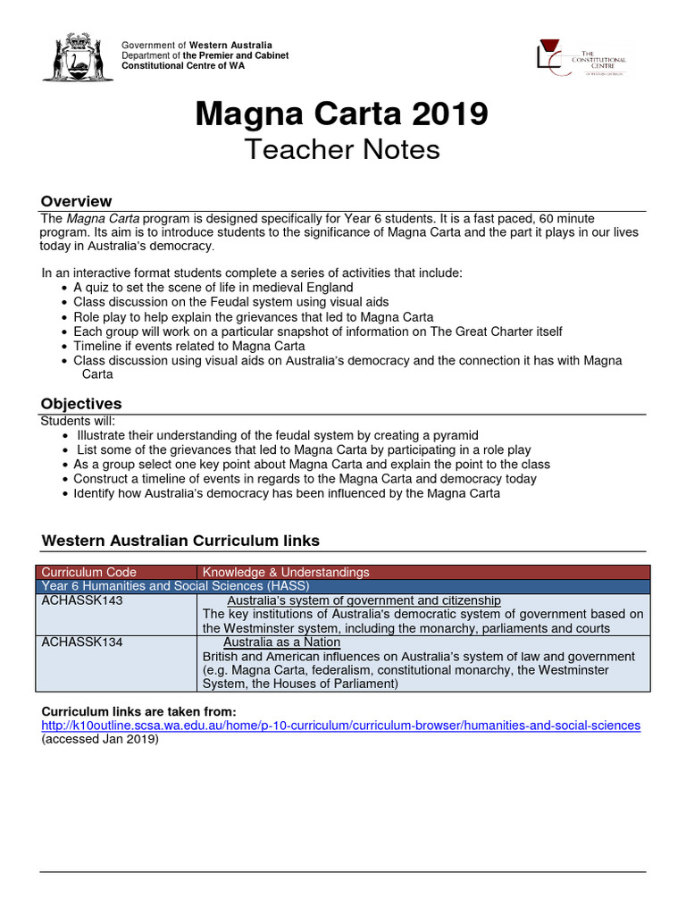 Magna Carta Program for Year 6 Students | PDF | Magna Carta