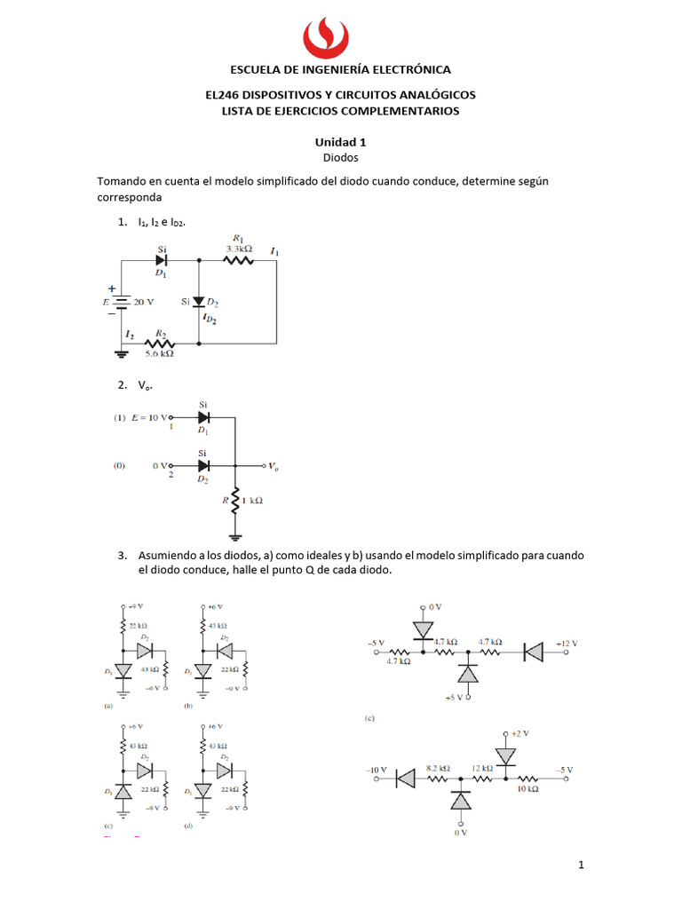 Ejercicios de Diodos y Circuitos Analógicos | PDF | Red eléctrica | Diodo