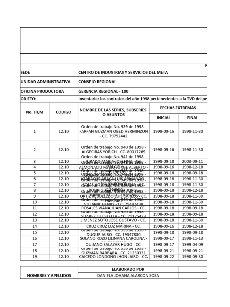 GD-F-004 Formato Inventario Documental | PDF