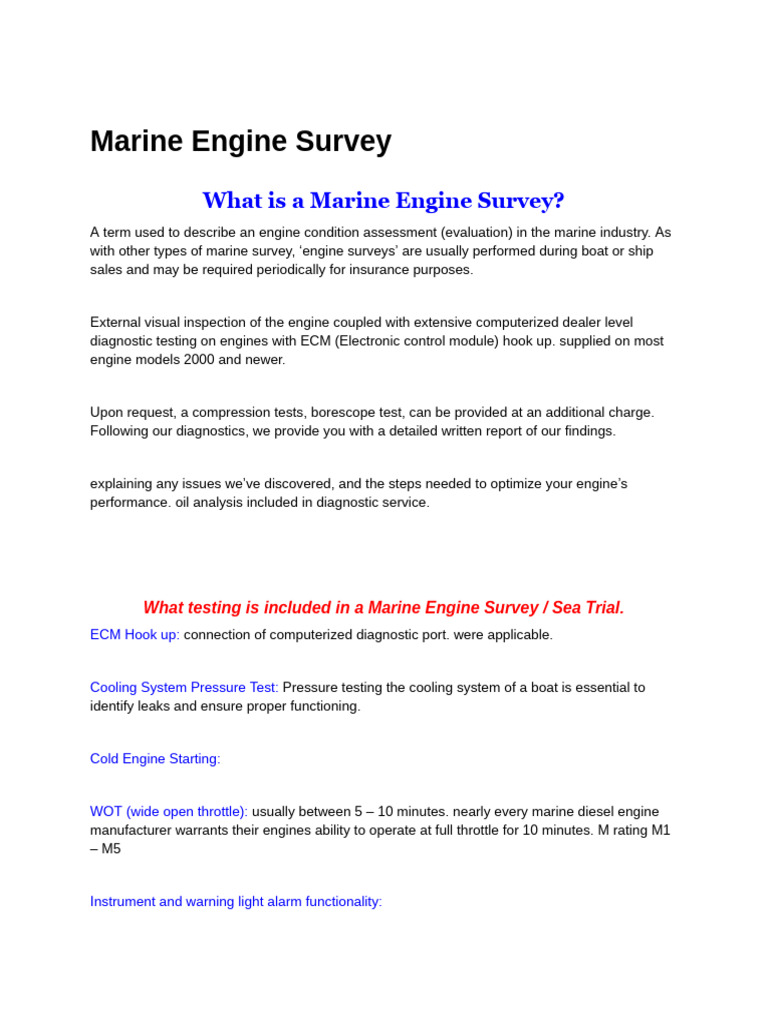 Marine Engine Survey Overview | PDF