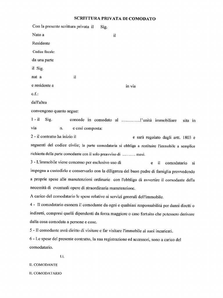 DOC.comodato d'uso | PDF