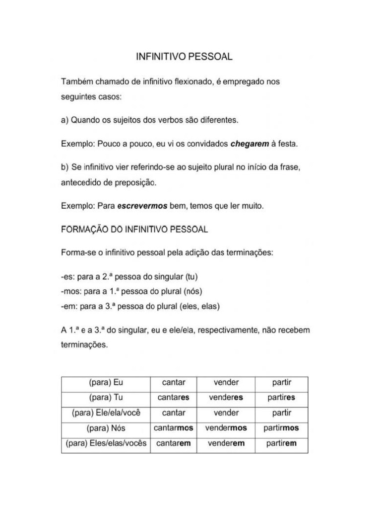 Infinitivo Pessoal | PDF