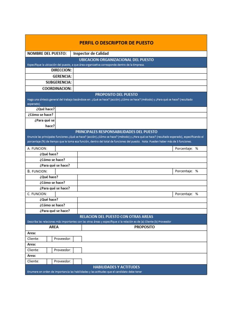 Formato Descripcion Puesto Word | PDF