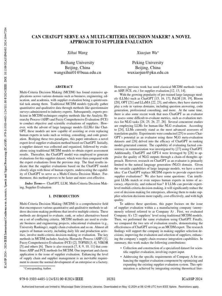 5 Can Chatgpt Serve As A Multi Criteria Decision Maker A Novel Approach