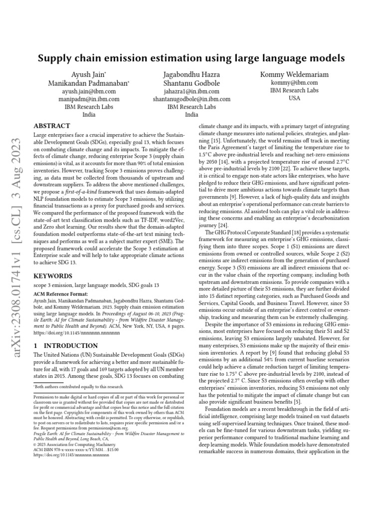 2.Supply chain emission estimation using large language models | PDF ... 2.Supply chain emission estimation using large language models | PDF ...