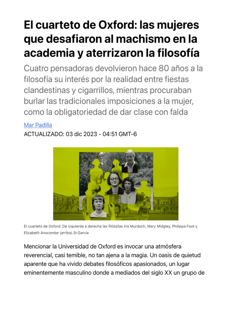 Mar Padilla - El Cuarteto de Oxford - Las Mujeres Que Desafiaron Al ...