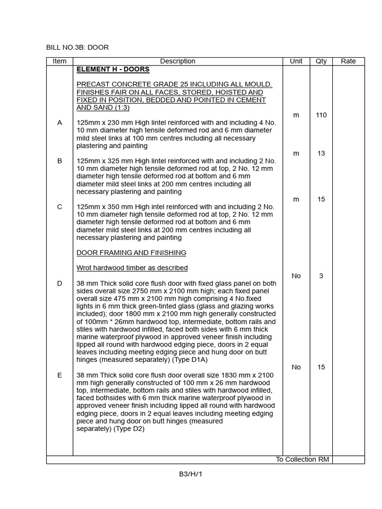 Door BQ | PDF | Door | Architectural Elements