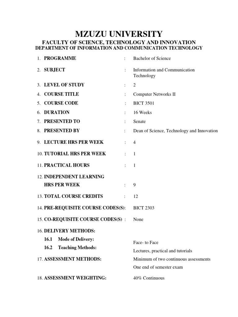 Course Outline 1 | PDF | Computer Network | Osi Model
